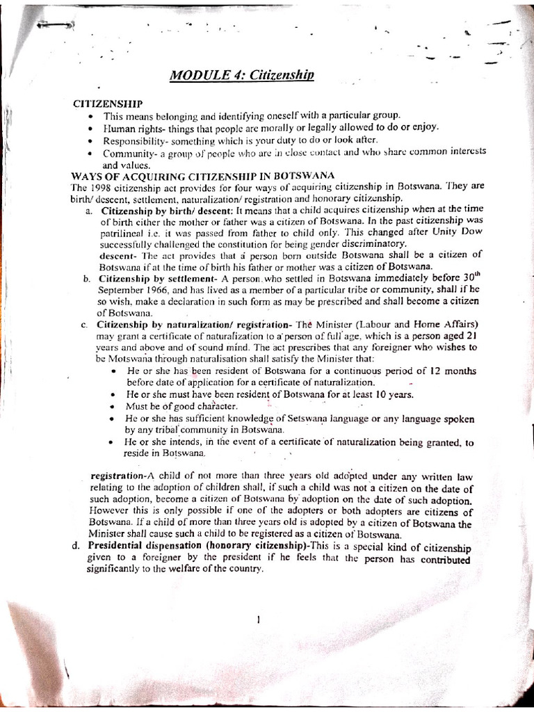Citizenship | PDF