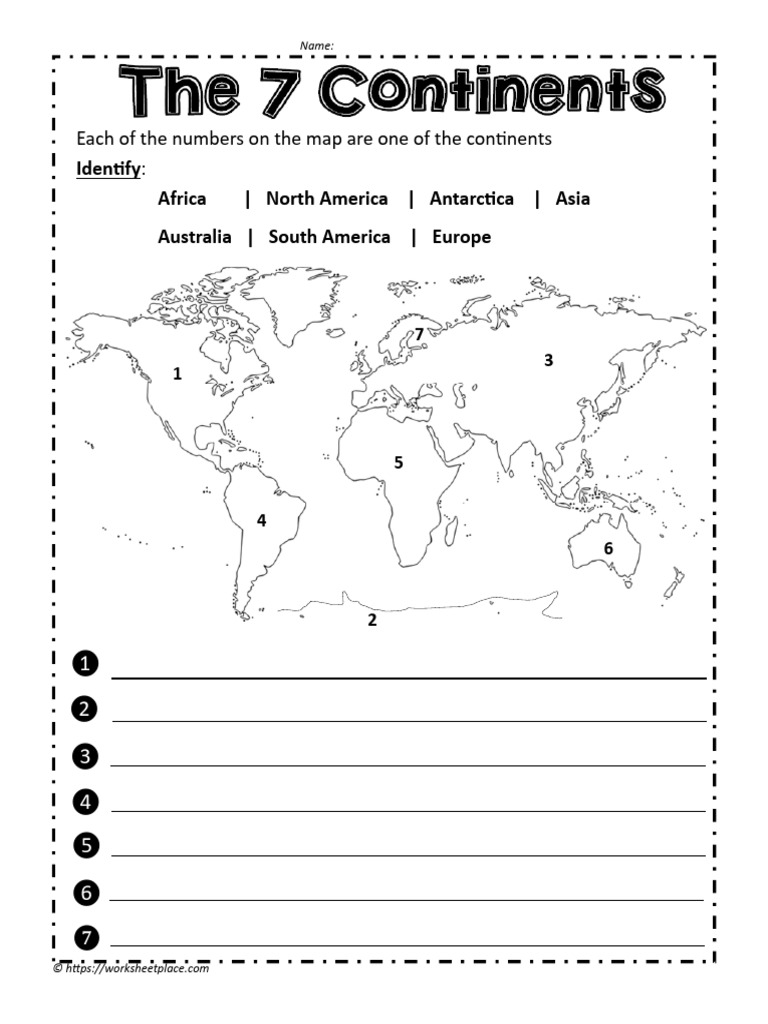 Continent Worksheet | PDF