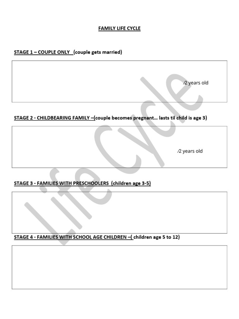 FAMILY LIFE CYCLE Worksheet | PDF
