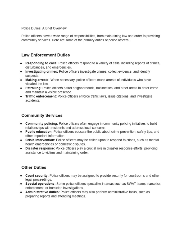 Overview of Police Officer Duties | PDF
