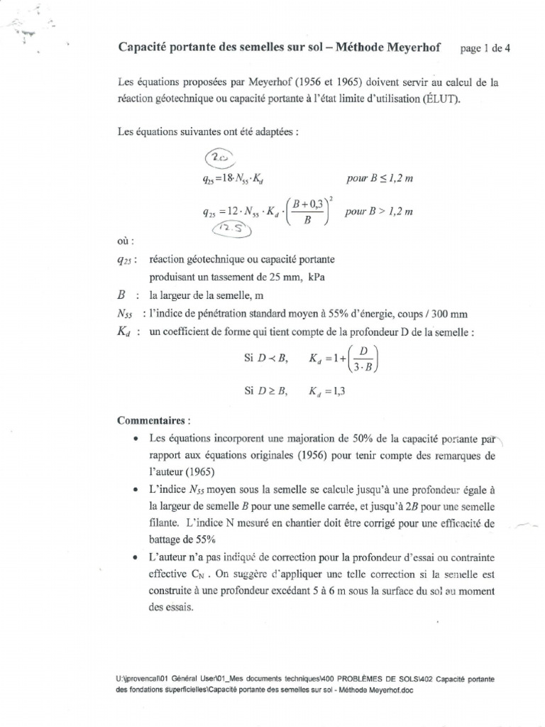 Méthode Meyerhoff | PDF