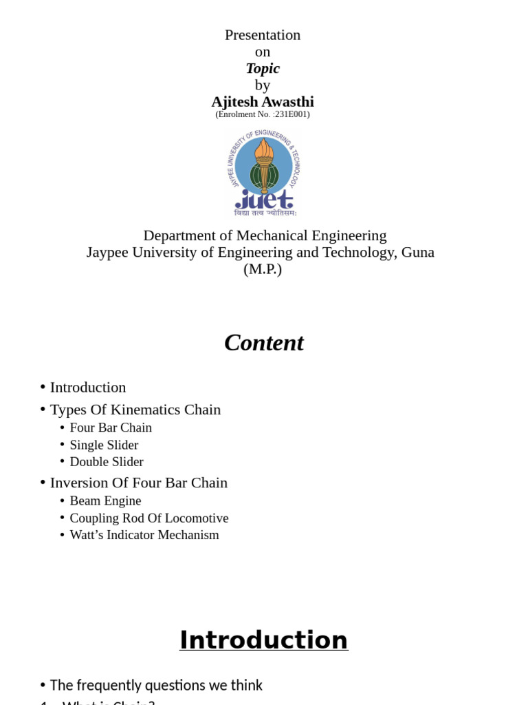 Mech Presentation (Kinematic Chain) | PDF