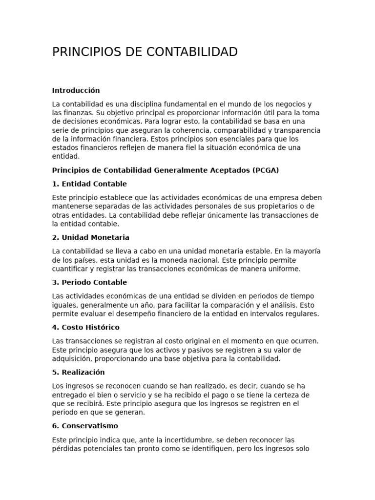 Principios de Contabilidad | PDF