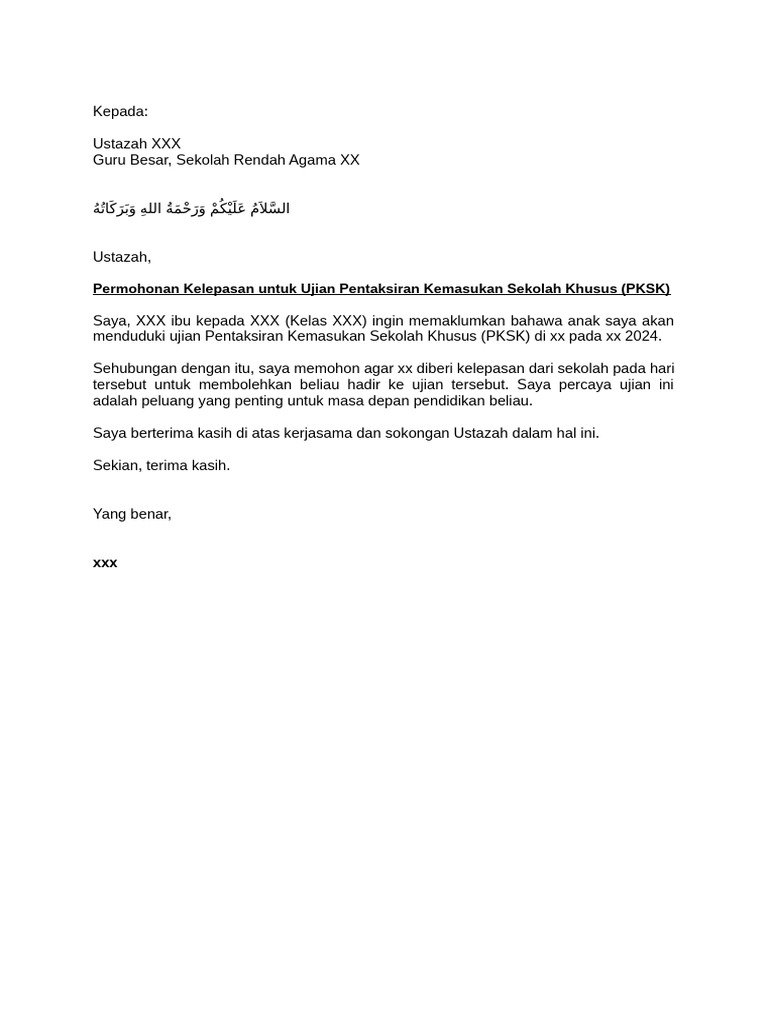 Surat Kelepasan PKSK | PDF