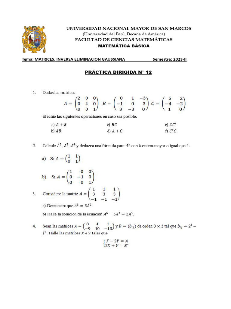 matrices práctica | PDF