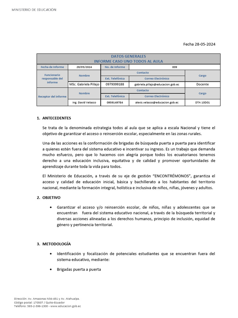 Informe Todos Al Aula - GP | PDF