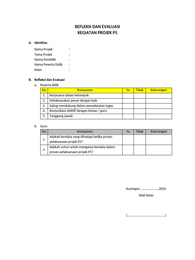 Refleksi Dan Evaluasi P5 | PDF