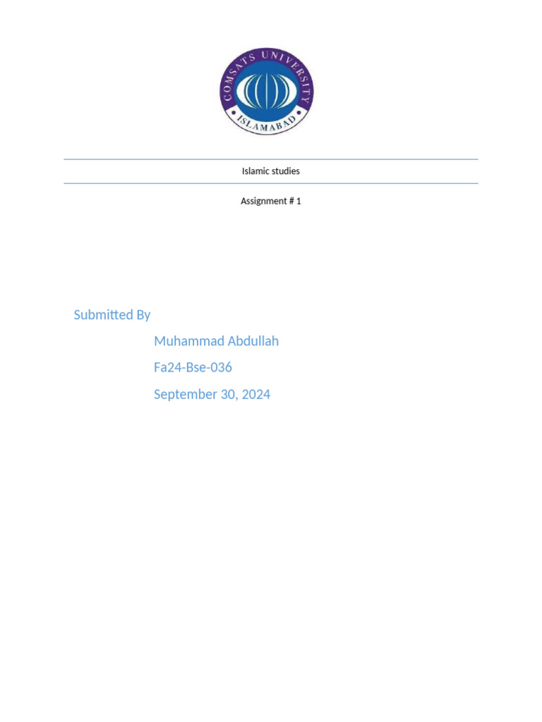 Islamic Studies Assignment | PDF
