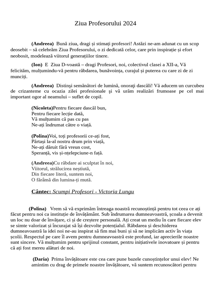 Scenariu Final 5 Octombrie 2024 | PDF