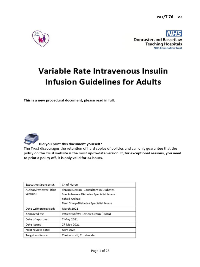 Variable Rate of Insuline | PDF