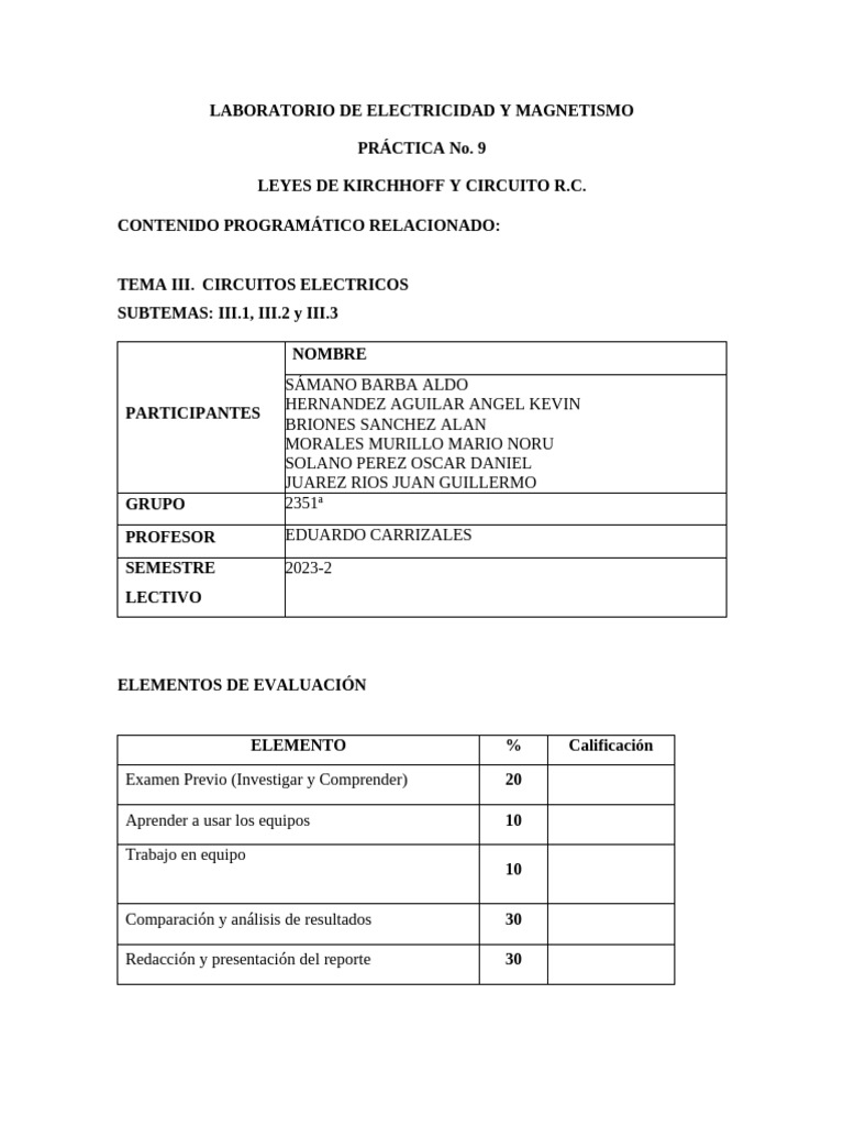 P 09 Leyes de Kirchhoff y Circuito R.C.-1-11 | PDF