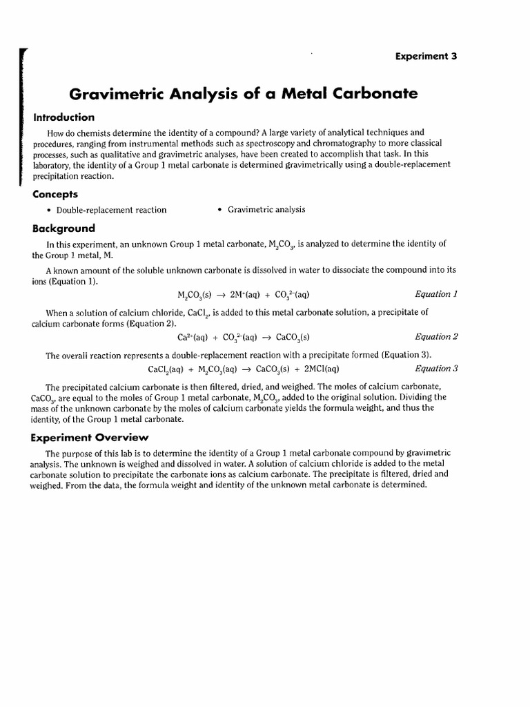 Gravimetric Analysis Lab.o | PDF