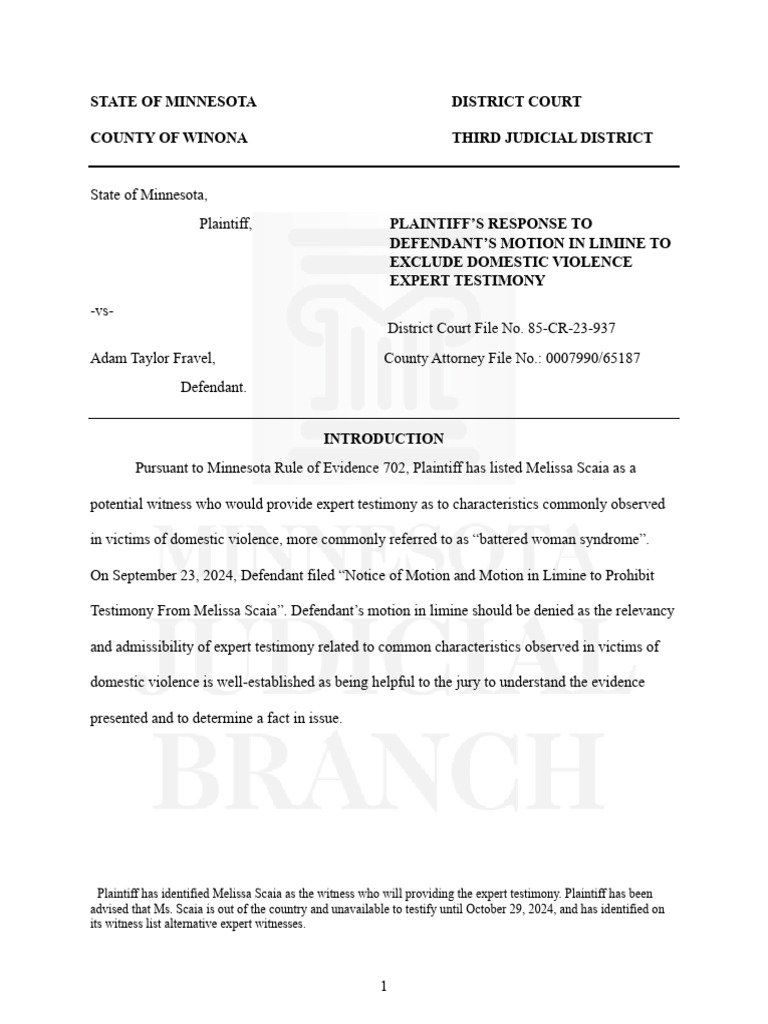 Adam Fravel - Response To Defendant's Motion in Limine | PDF