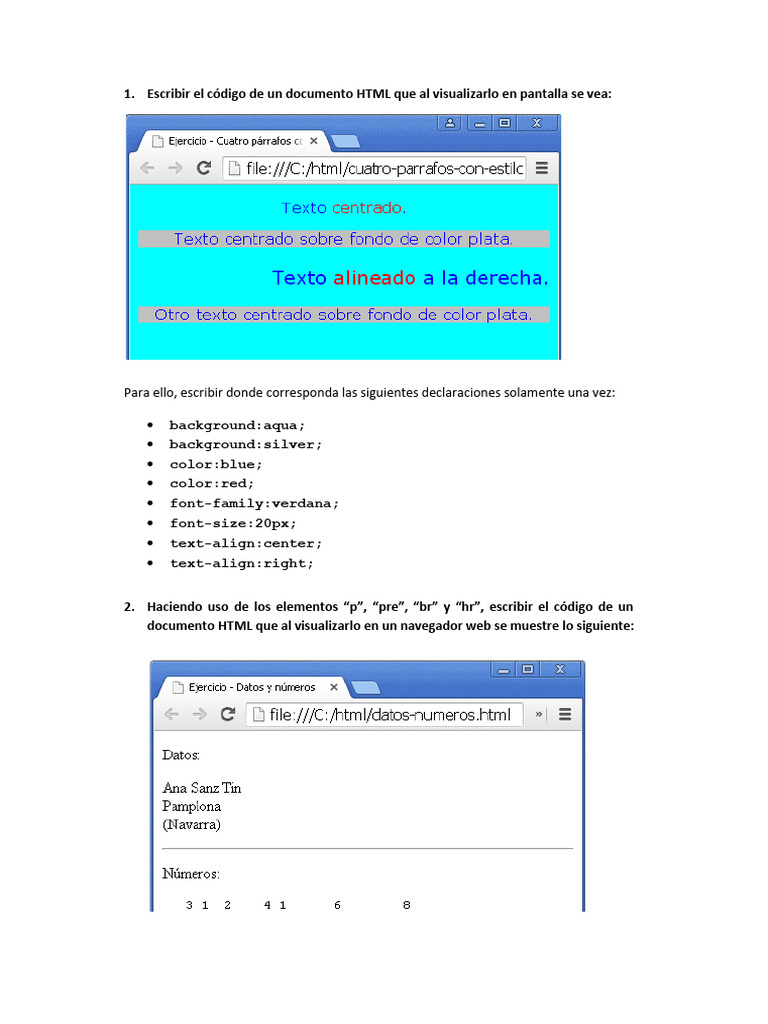 Ejercicios HTML.1 1 | PDF