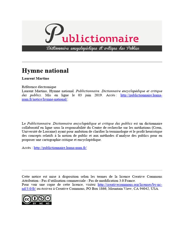 Hymne National | PDF