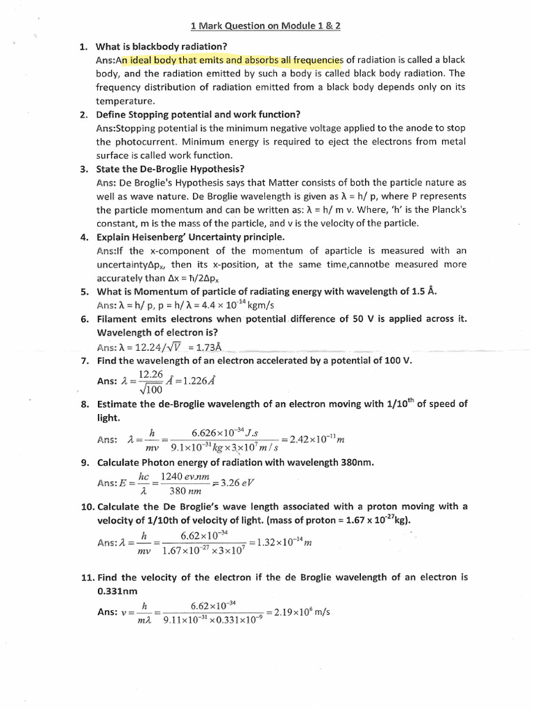 1M Questions & Answers - All Modules Phy | PDF