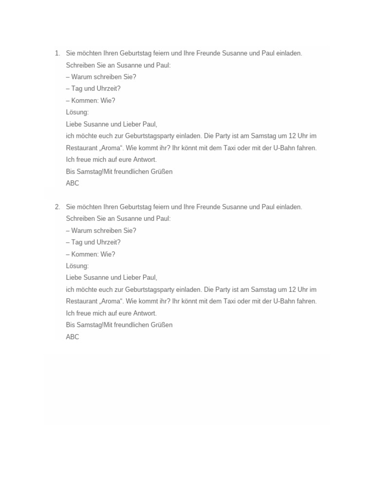 Email Fragen A1 Goethe | PDF