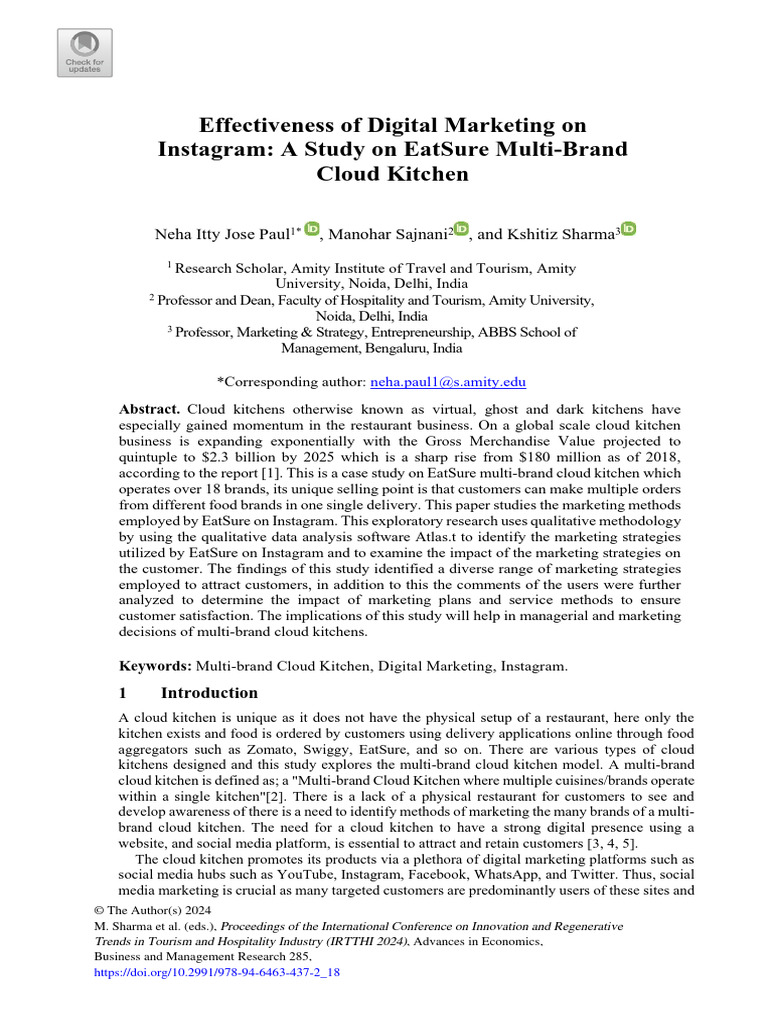 Effectiveness of Digital Marketing On Instagram: A Study On Eatsure ...