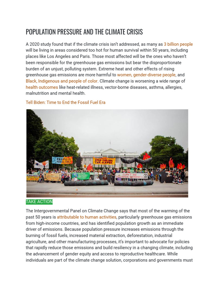 Population Pressure and the Climate Crisis | PDF