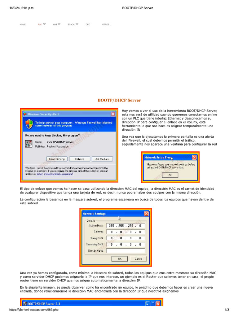 BOOTP SERVER AB Configuracion IP Dinamica | PDF