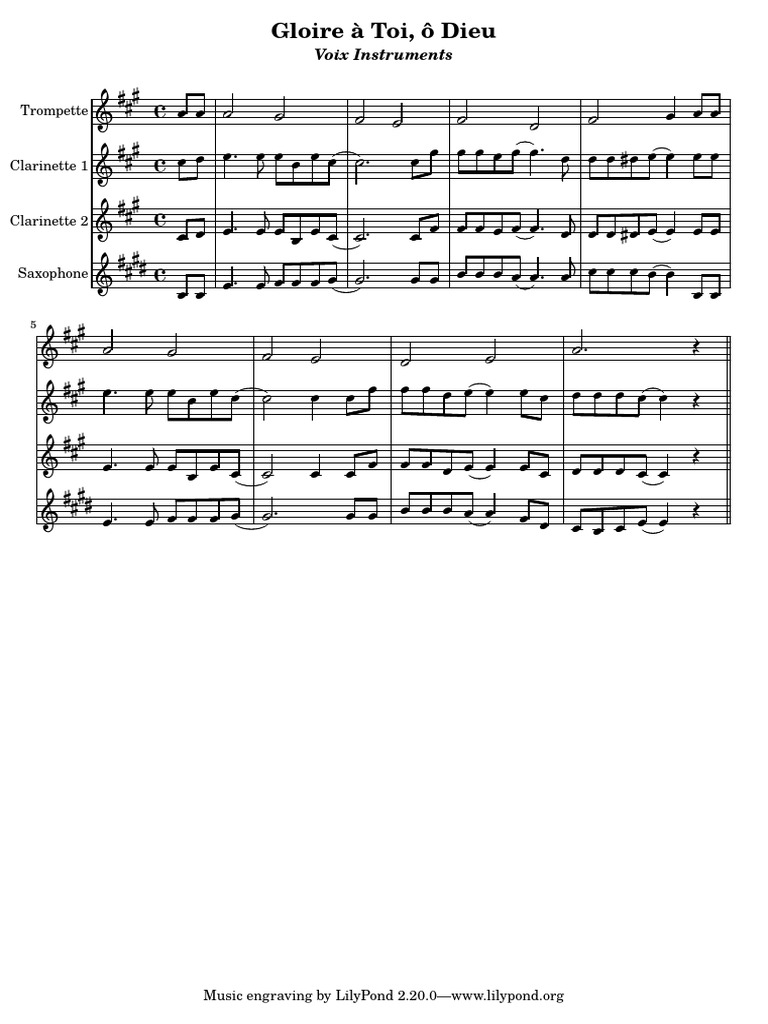 Gloire A Toi O Dieu CLA SAX TROMP | PDF