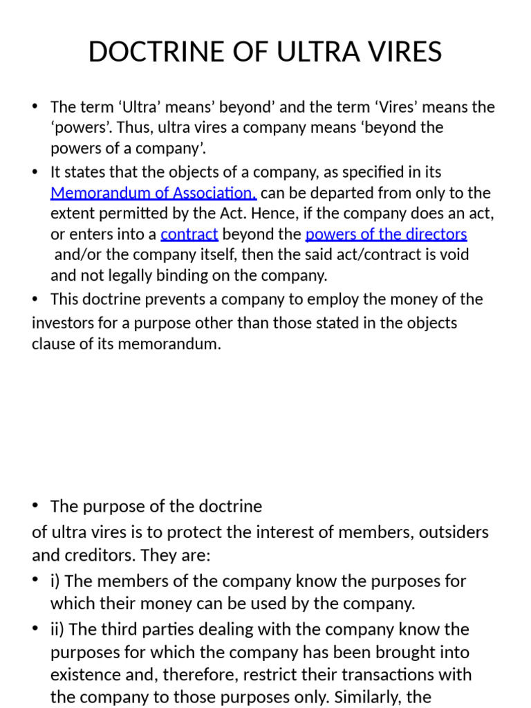 Doctrine of Ultra Vires | PDF