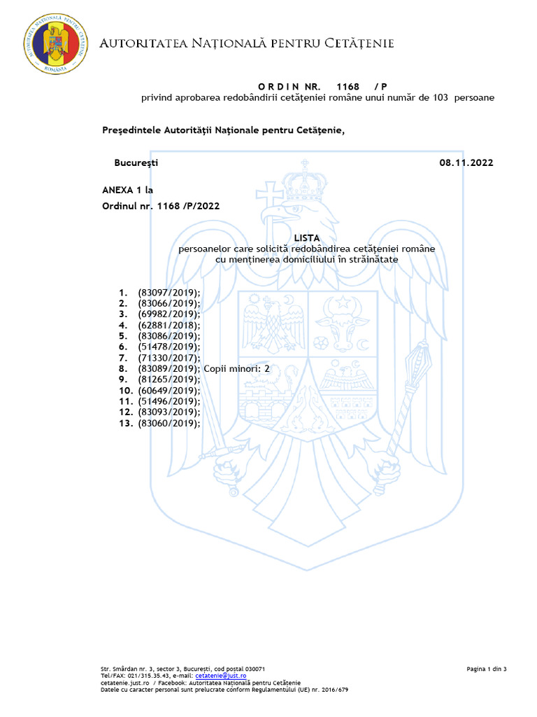 ORDIN 1168 Art 11 | PDF