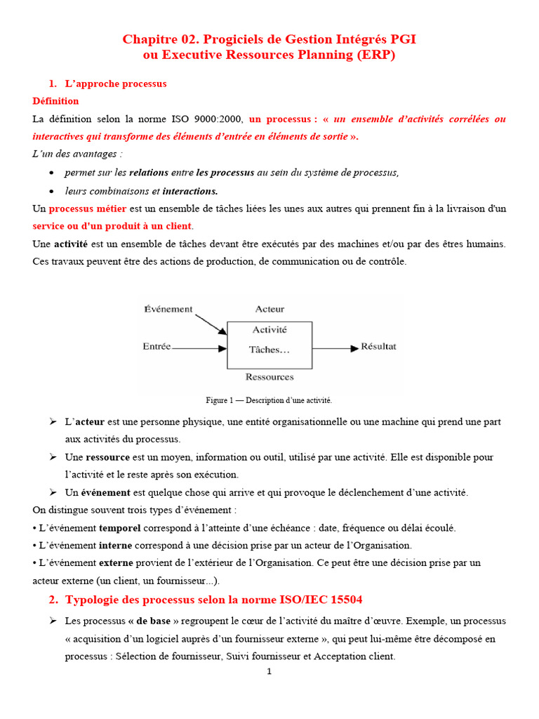 Chapitre 2 Progiciels de Gestion Intégré ERP | PDF