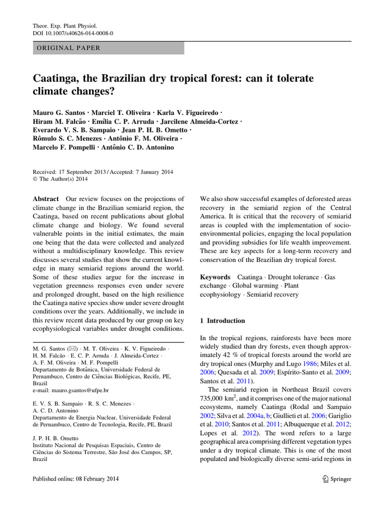 2014 - Santos Et Al - Caatinga, The Brazilian Dry Tropical Forest Can ...