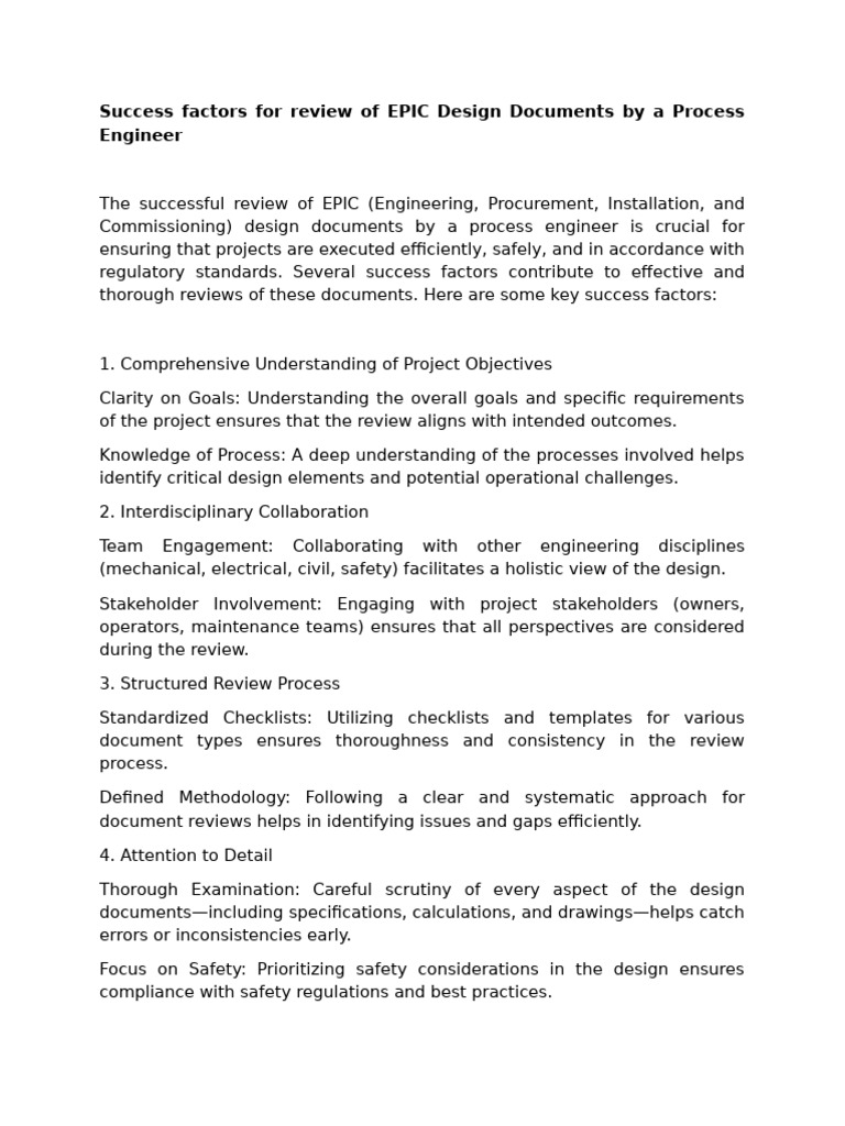 EPIC Design Review Success Factors | PDF | Safety | Risk