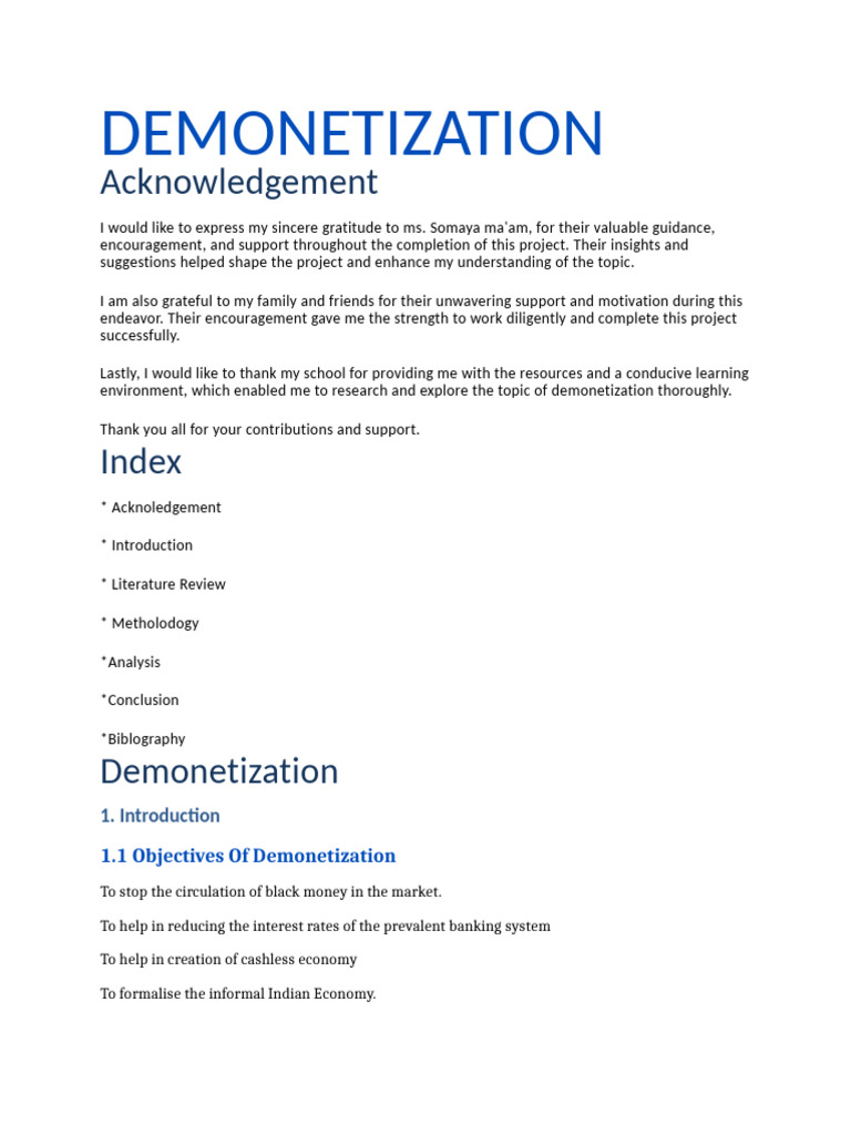 Demonetization Project | PDF