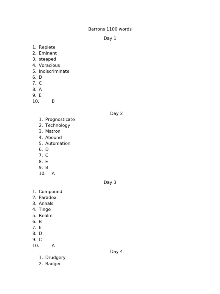 Barrons 1100 Words | PDF