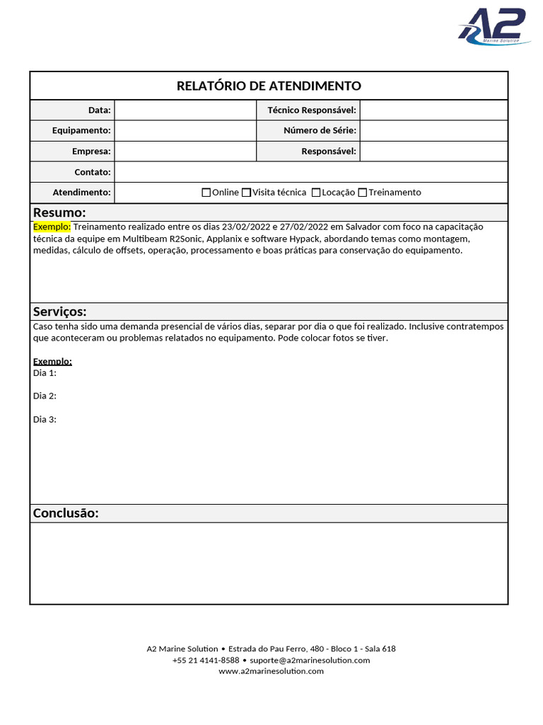 Modelo - Relatório de Atendimento | PDF