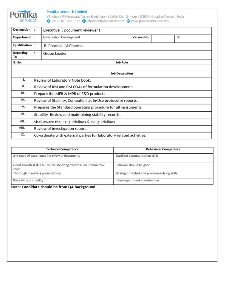 Executive - Document Reviewer RND | PDF