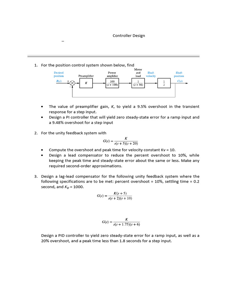 Tutorial - 4 & 5 UEE 508 Linear Control Systems | PDF