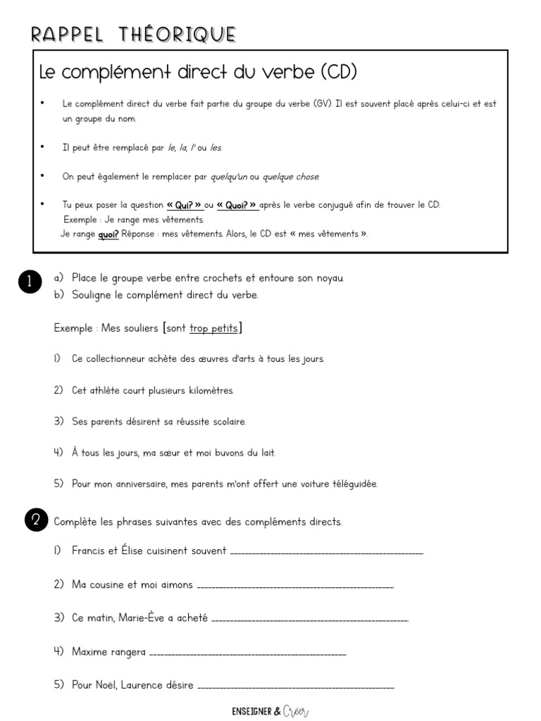 Fiche d'exercice - CD et CI | PDF