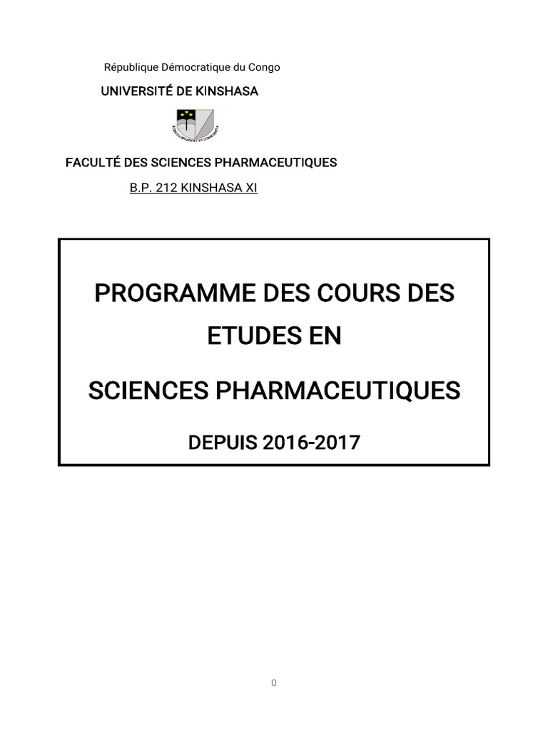 Programme Des Cours Depuis 2016-2017 | PDF