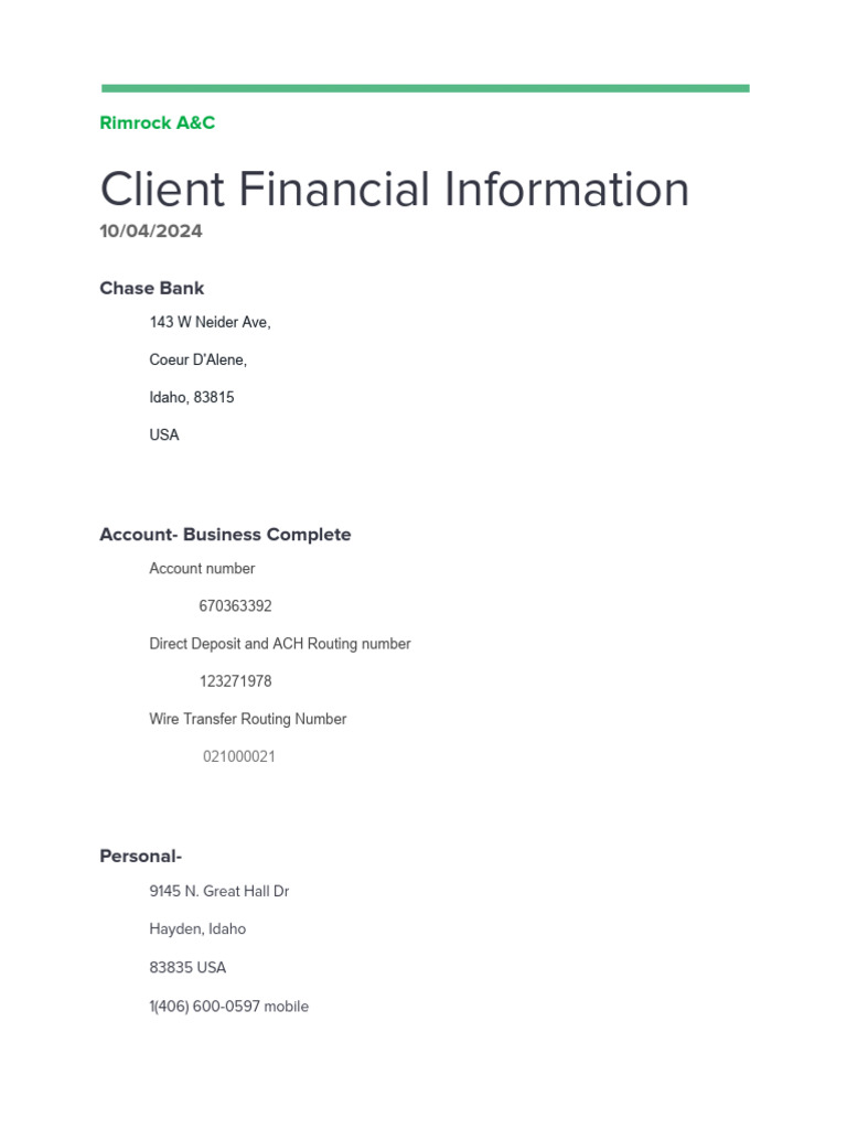 Client Information Sheet | PDF