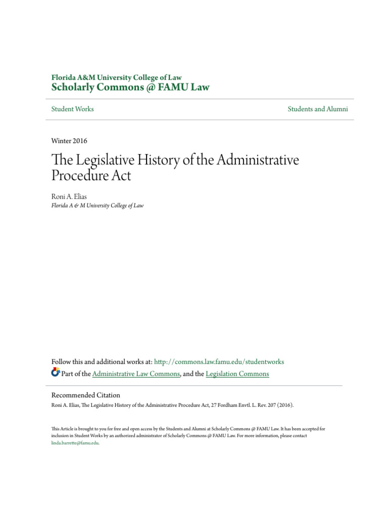 The Legislative History of The Administrative Procedure Act | PDF