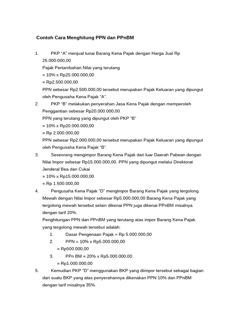 Contoh Cara Menghitung PPN Dan PPNBM | PDF