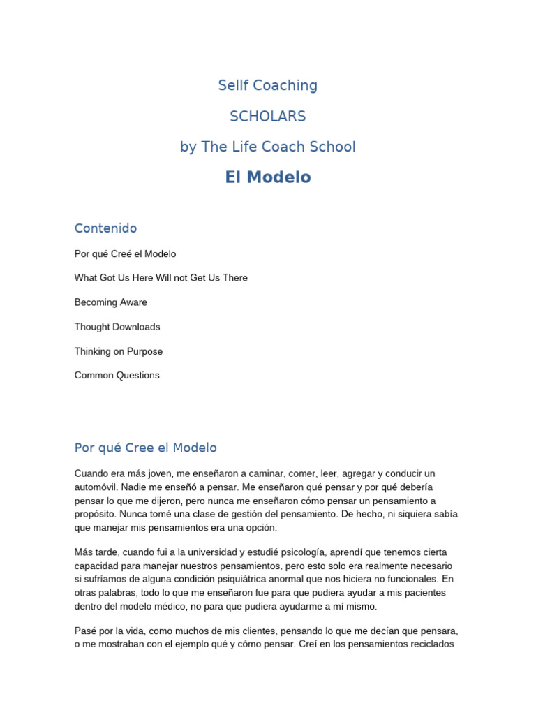 El Modelo - Sellf Coaching | PDF