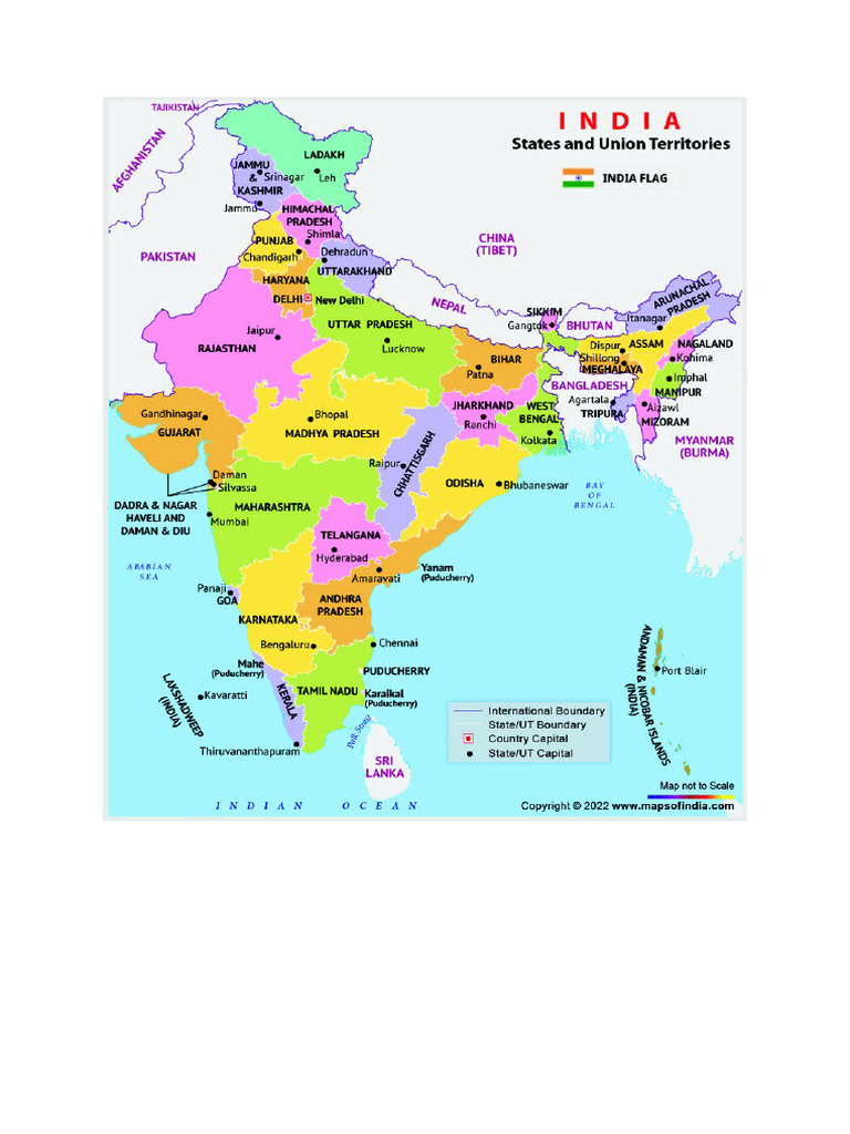 Political Map of India - States and Capitals | PDF