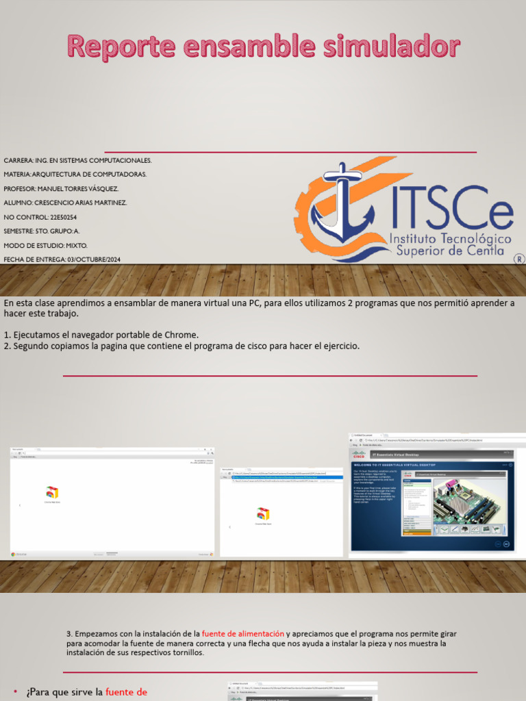 Reporte ensamble simulador | PDF