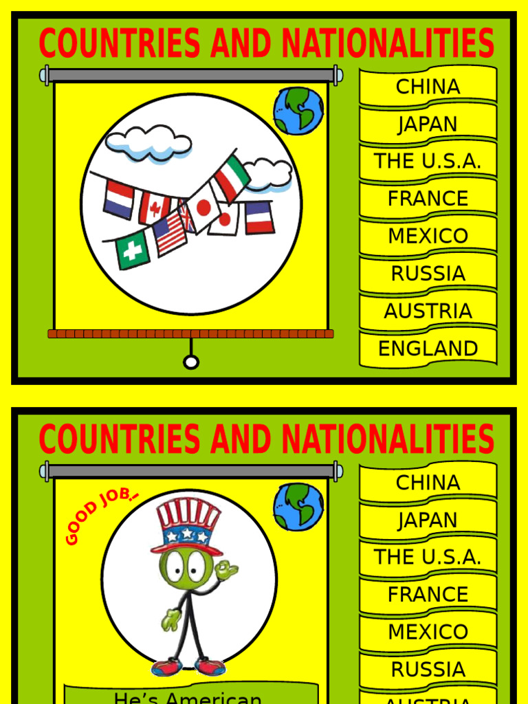 Countries and Nationalities Game | PDF