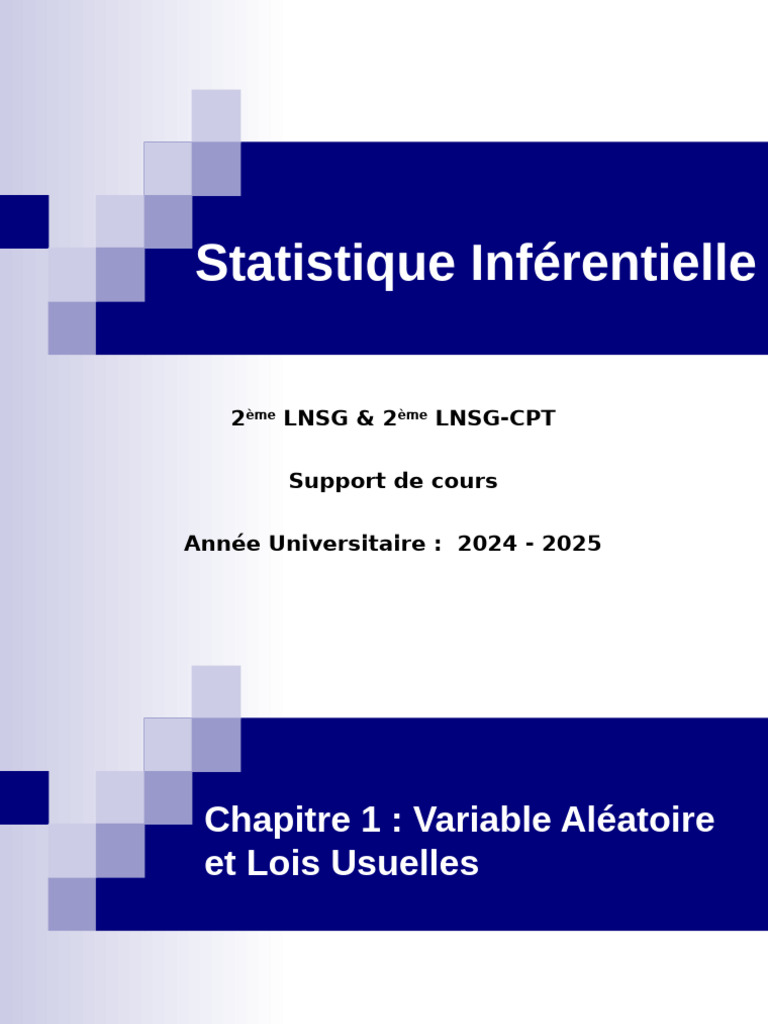 Statistique Inférentielle : Variables Aléatoires | PDF | Loi normale | Variance (mathématiques)
