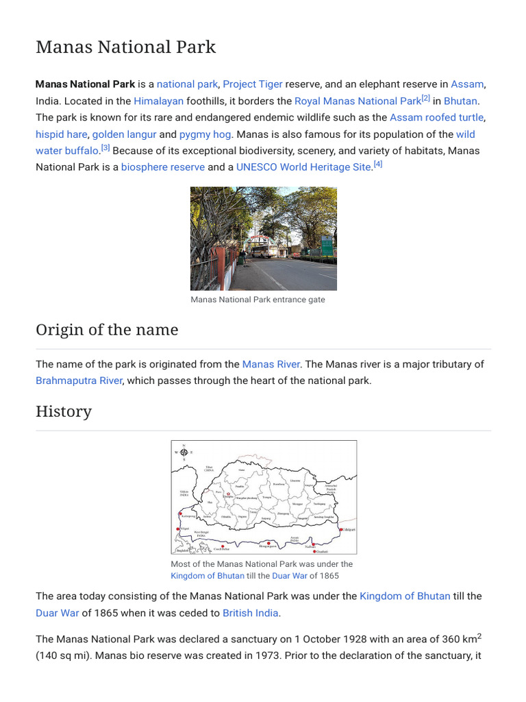Manas National Park - Wikipedia | PDF