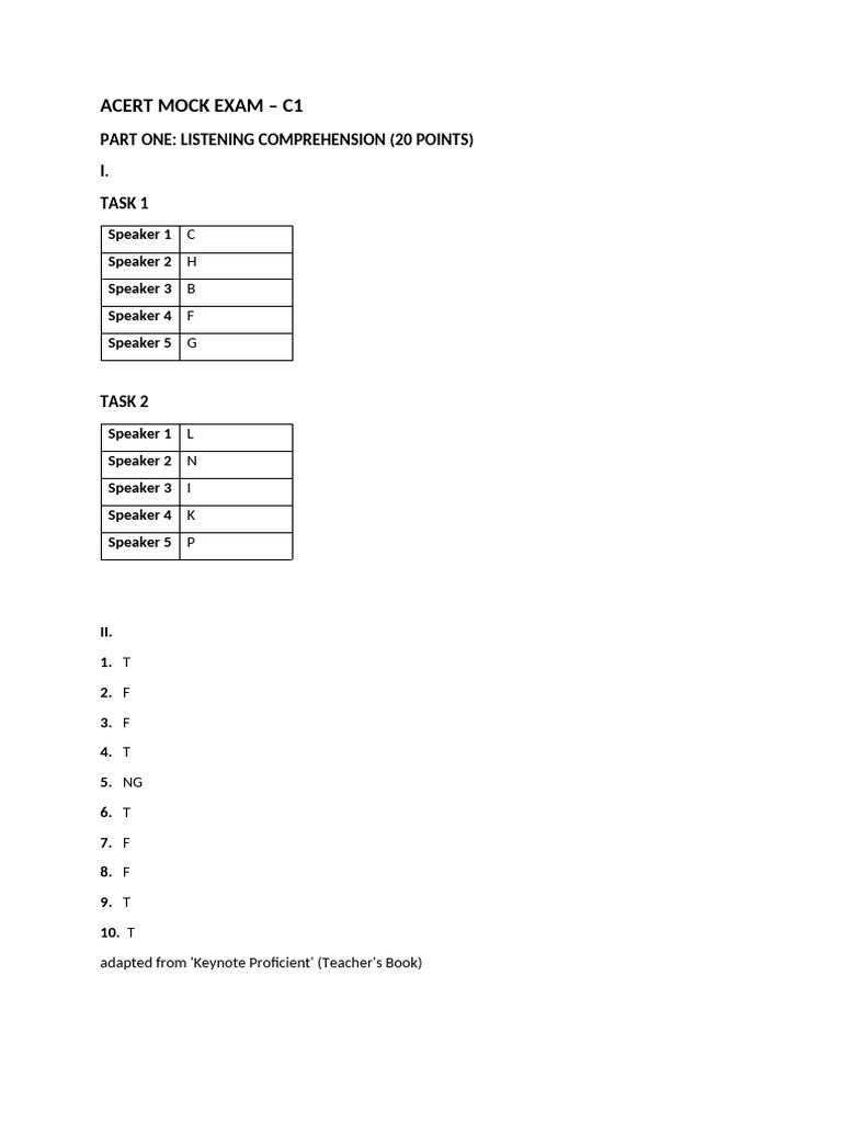 Mock c1 KEY FINAL | PDF