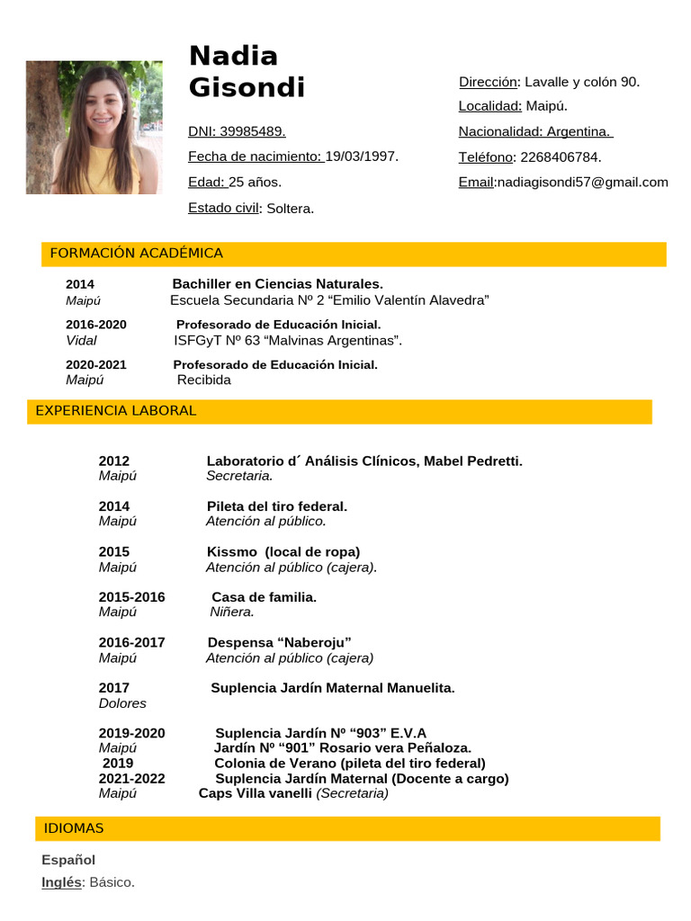 Curriculum Vitae Nadia | PDF