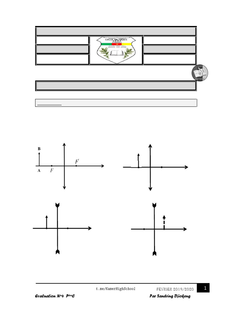 Epreuve de Physique Eval 4 Premiere C Année 2020 Fombap | PDF