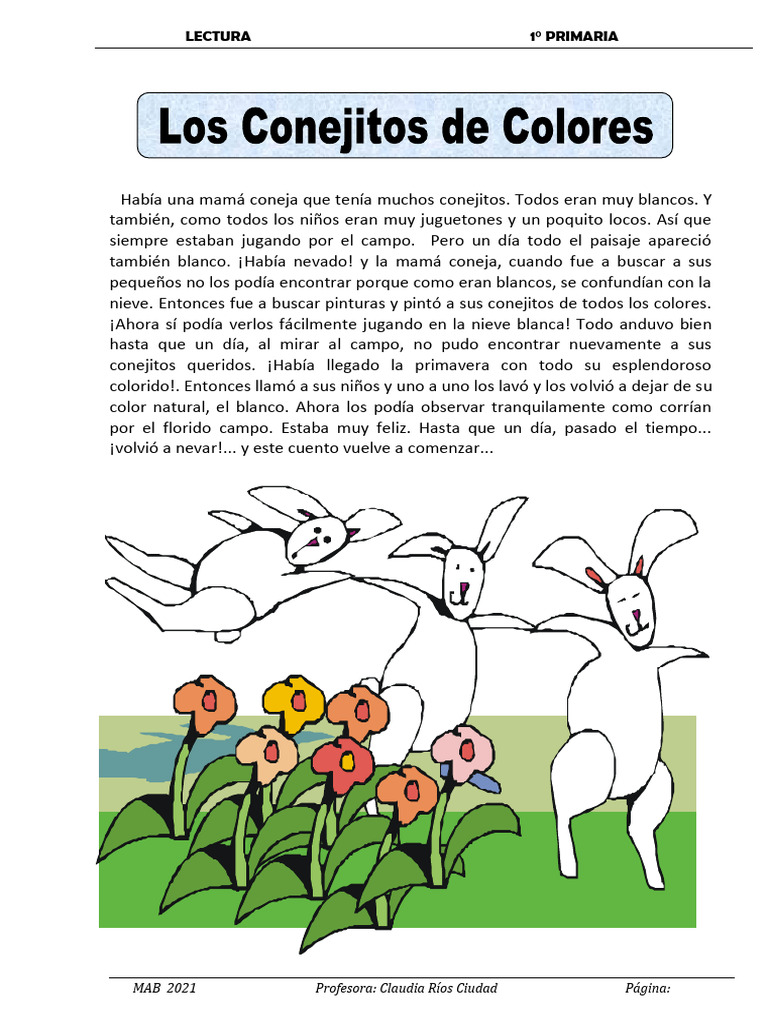 Lectura Los Conejitos de Colores para Primaria | PDF